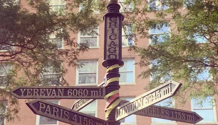 6060 Miles to Yerevan street sign erected in Chicago's center - Gagrule.net