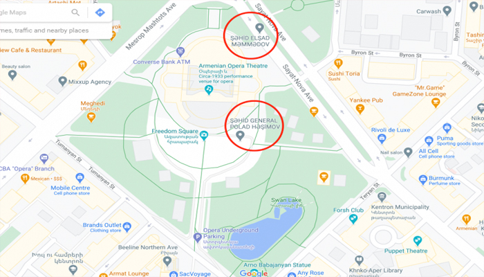 Azerbaijanis rename Yerevan streets on Google Map - Gagrule.net